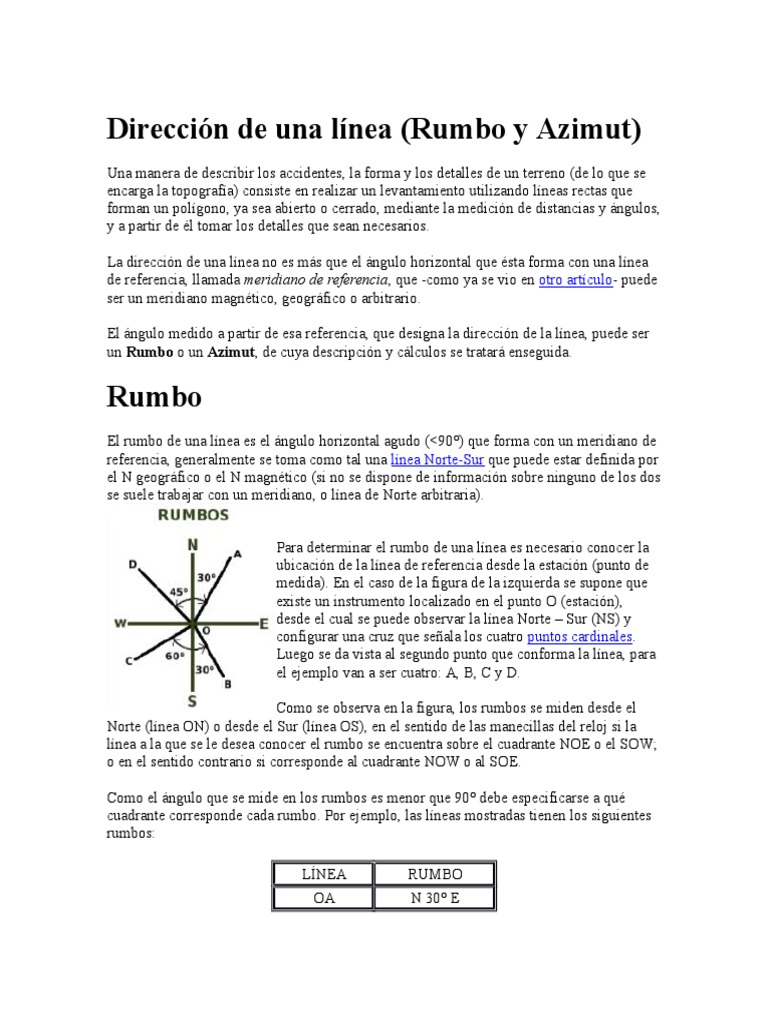 Azimut /rumbo y Buzamientos, Calculos y Conversión | PDF | Azimut ...