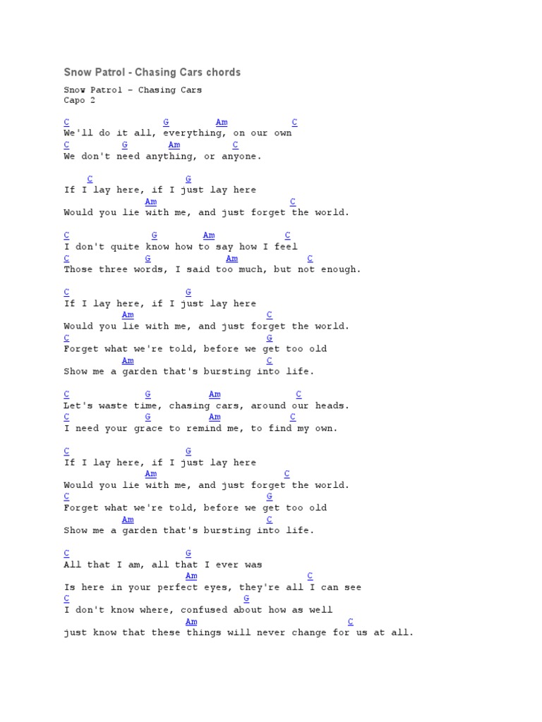 Snow Patrol - Chasing Cars Chords | PDF