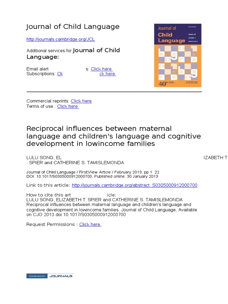 Journal of Child Language | PDF | Child Development | Relationships