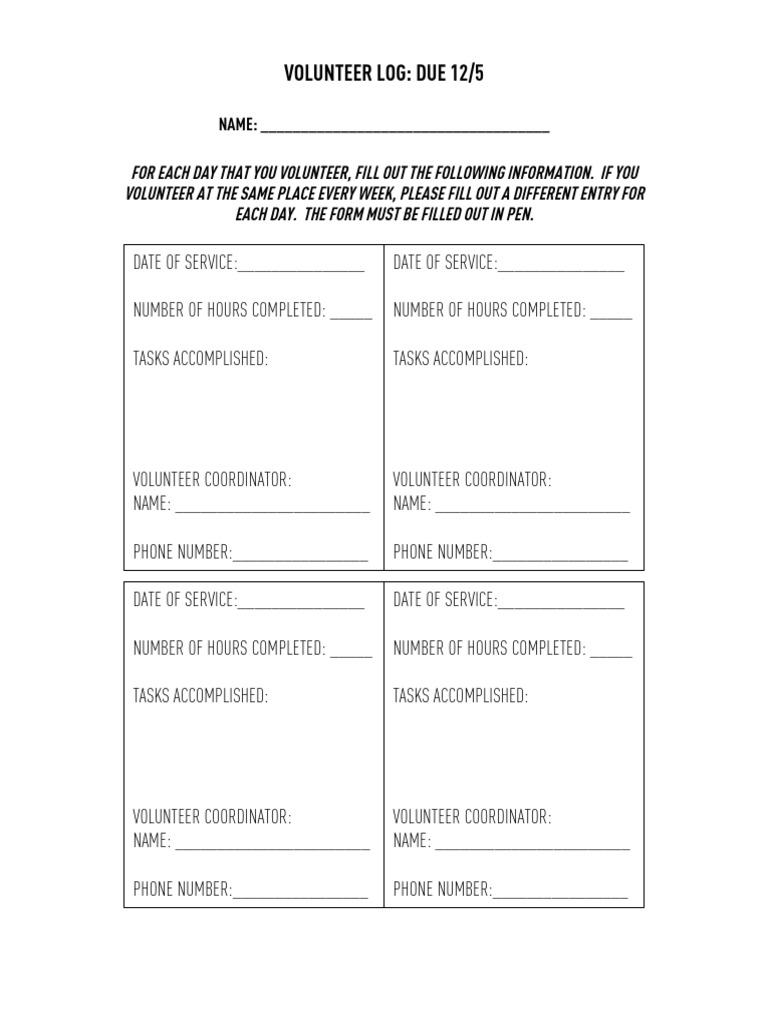Volunteer Log | PDF