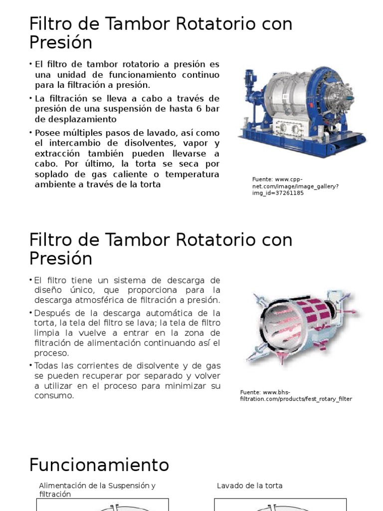 Filtro de Tambor Rotatorio Con Presión | PDF | Filtración | Química