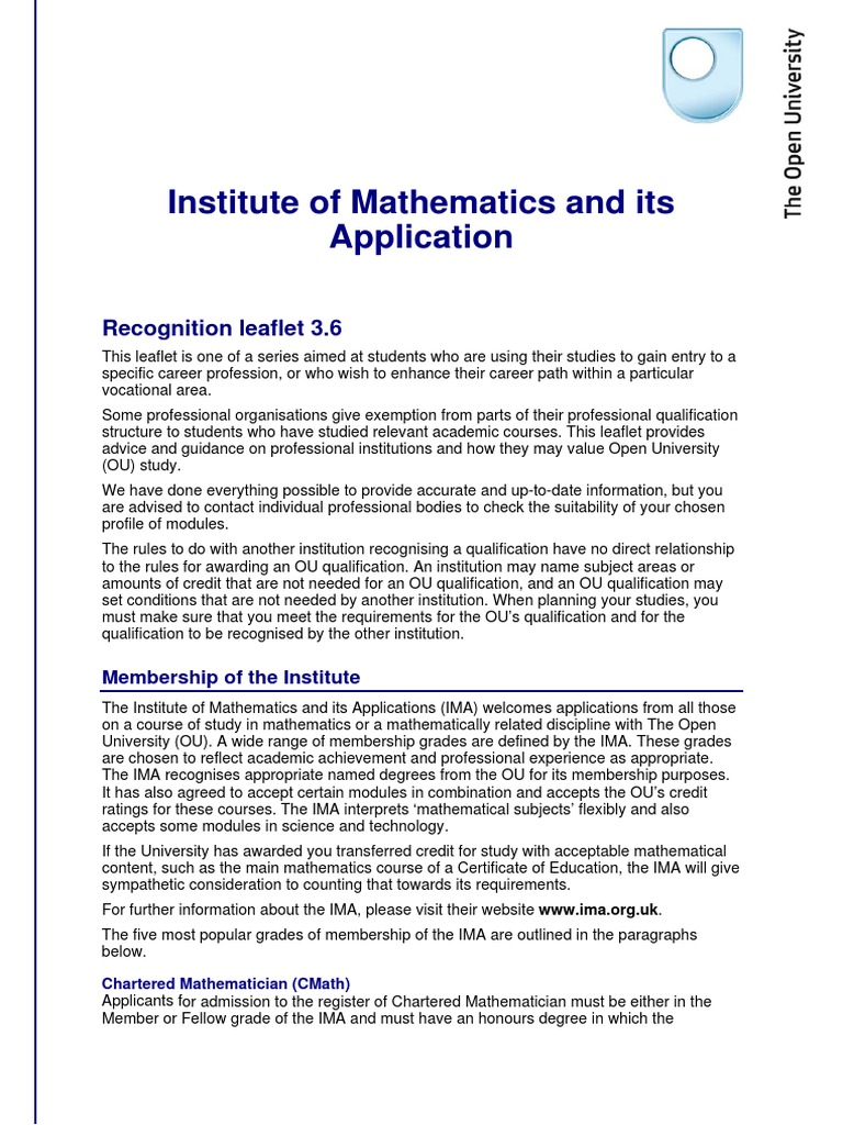 Institute of Mathematics and Its Applications | PDF | Academic Degree ...
