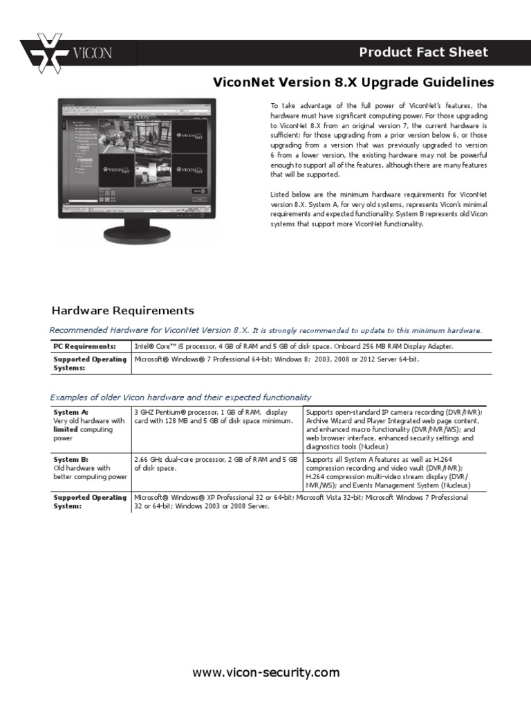 ViconNet Product Upgrade Guide | PDF | Digital Video Recorder | 64 Bit ...