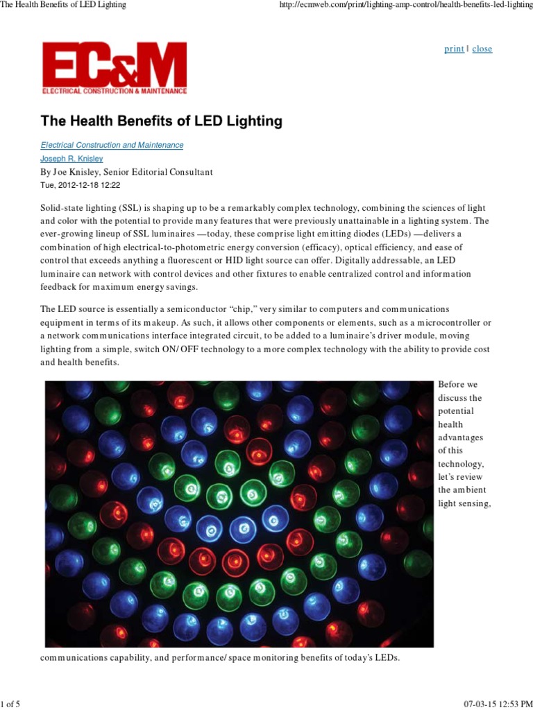 The Health Benefits of LED Lighting.pdf | Light Emitting Diode | Lighting