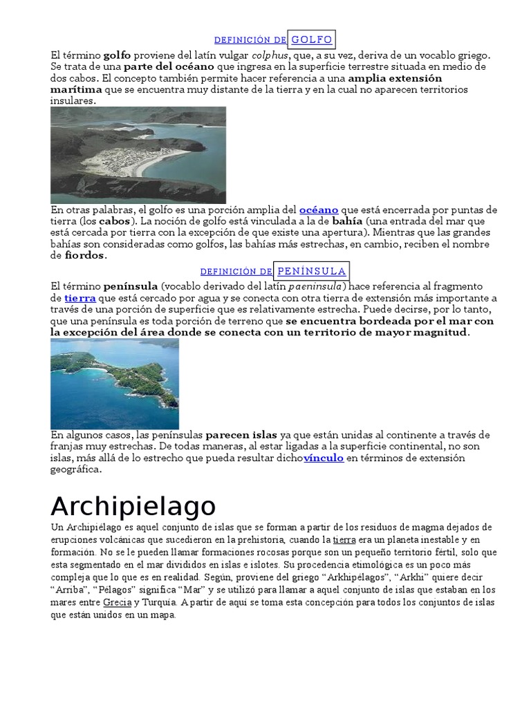 Definición de Golfo y Península | PDF | lago | Canal