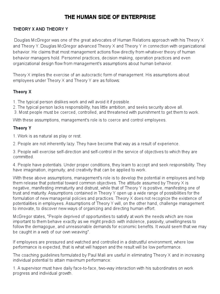 3.3 The Human Side of Enterprise | PDF | Self Actualization | Motivation