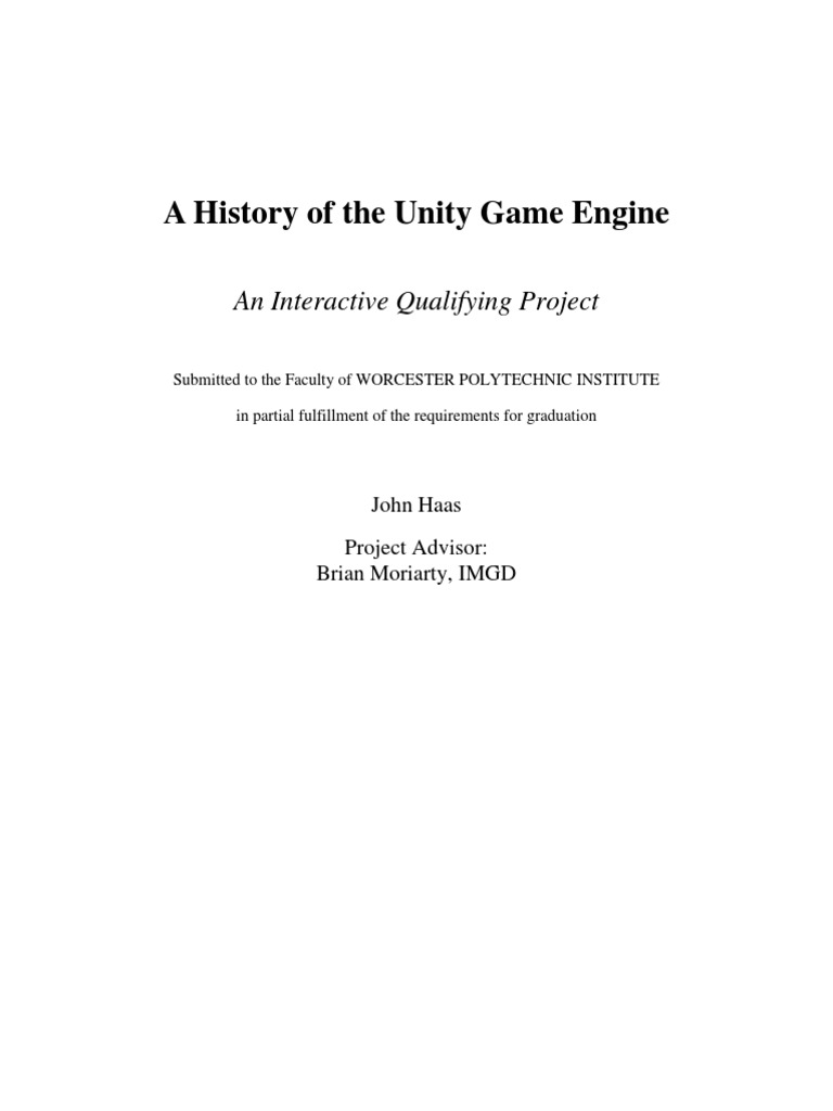 A History Of The Unity Game Engine Pdf Unity Game Engine C Sharp Programming Language