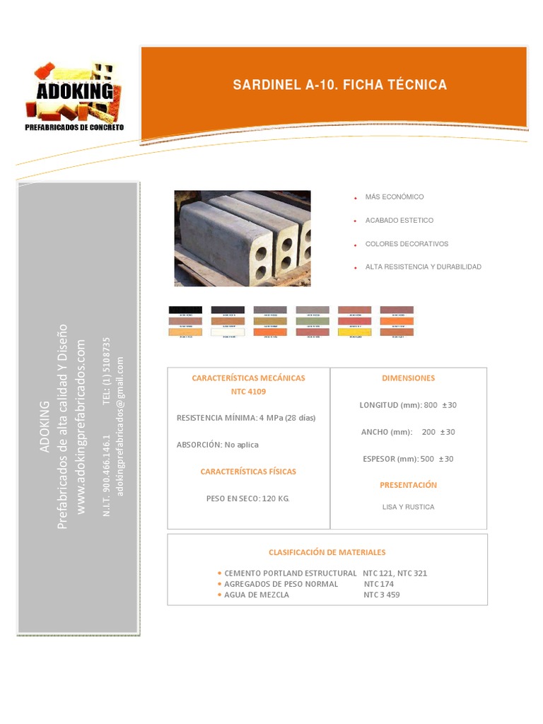 Ficha Técnica Sardinel A-10 | PDF