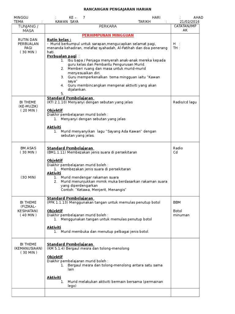 Rph-Minggu 7 Kawan Saya 2016 | PDF