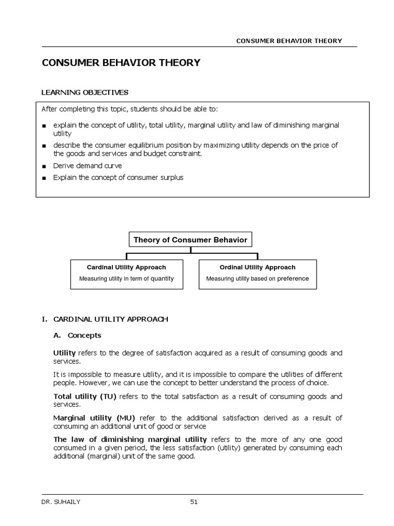 Understanding Consumer Behavior: An Analysis of Cardinal Utility ...
