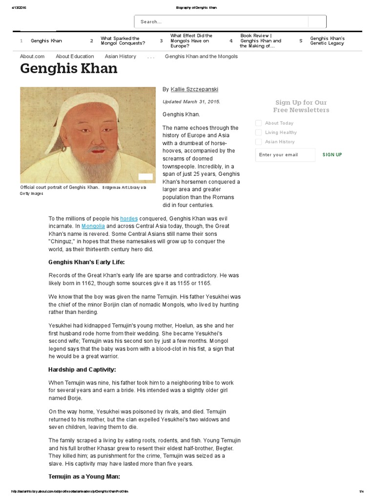 Biography of Genghis Khan | PDF | Genghis Khan | Mongol Empire