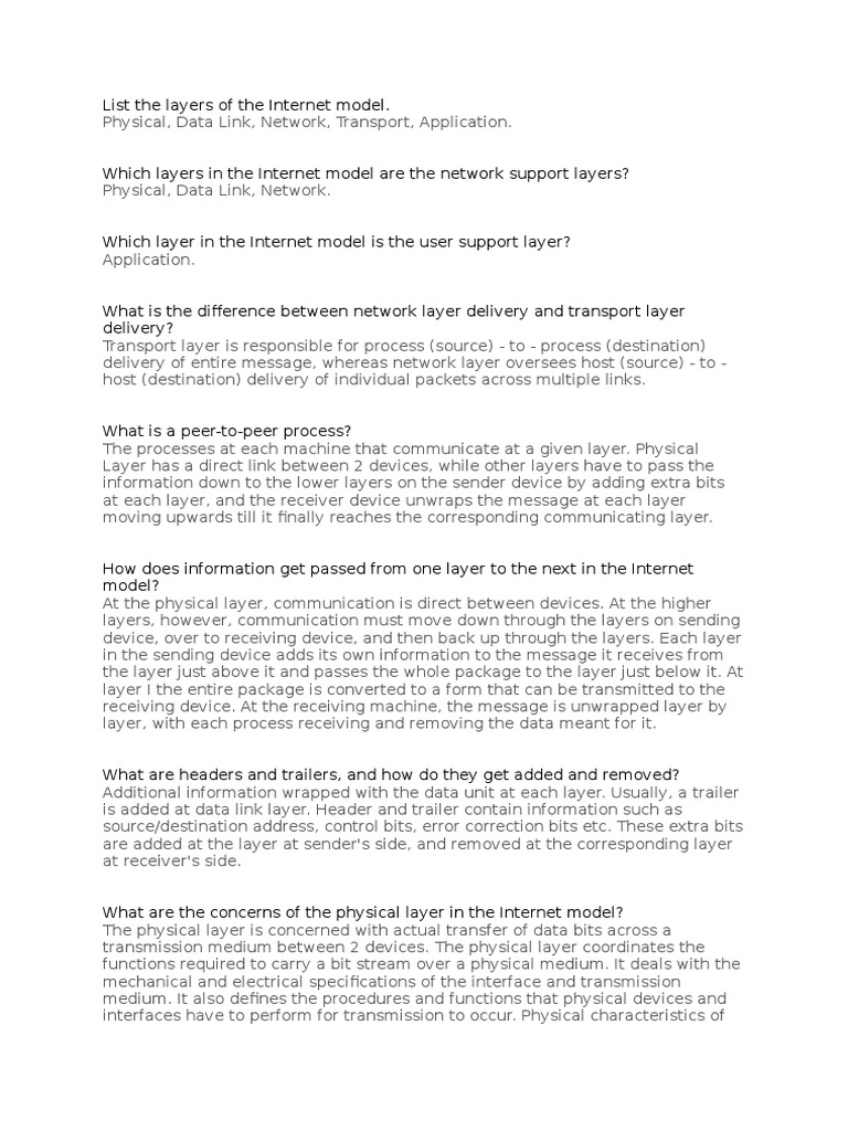 List The Layers of The Internet Model | PDF | Internet Protocol Suite ...