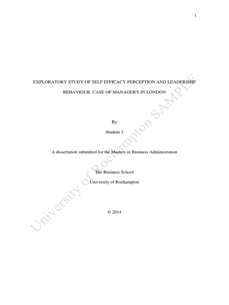 MBA Dissertation Sample 3 | PDF | Self Efficacy | Leadership