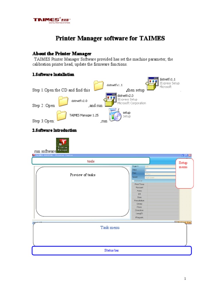 TAIMES T7 Printermanager Software Manual PDF | PDF | Printer (Computing) | Usb