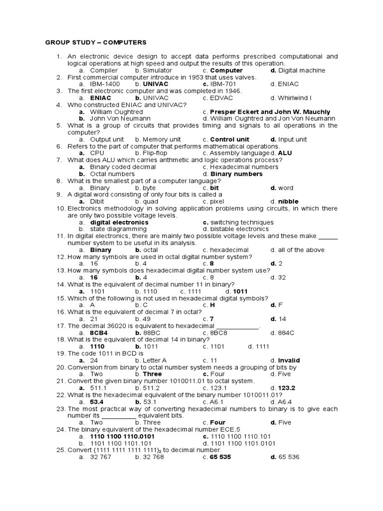 GROUP STUDY - COMPUTERS AND DIGITAL ELECTRONICS | PDF | Computer Data Storage | Logic Gate