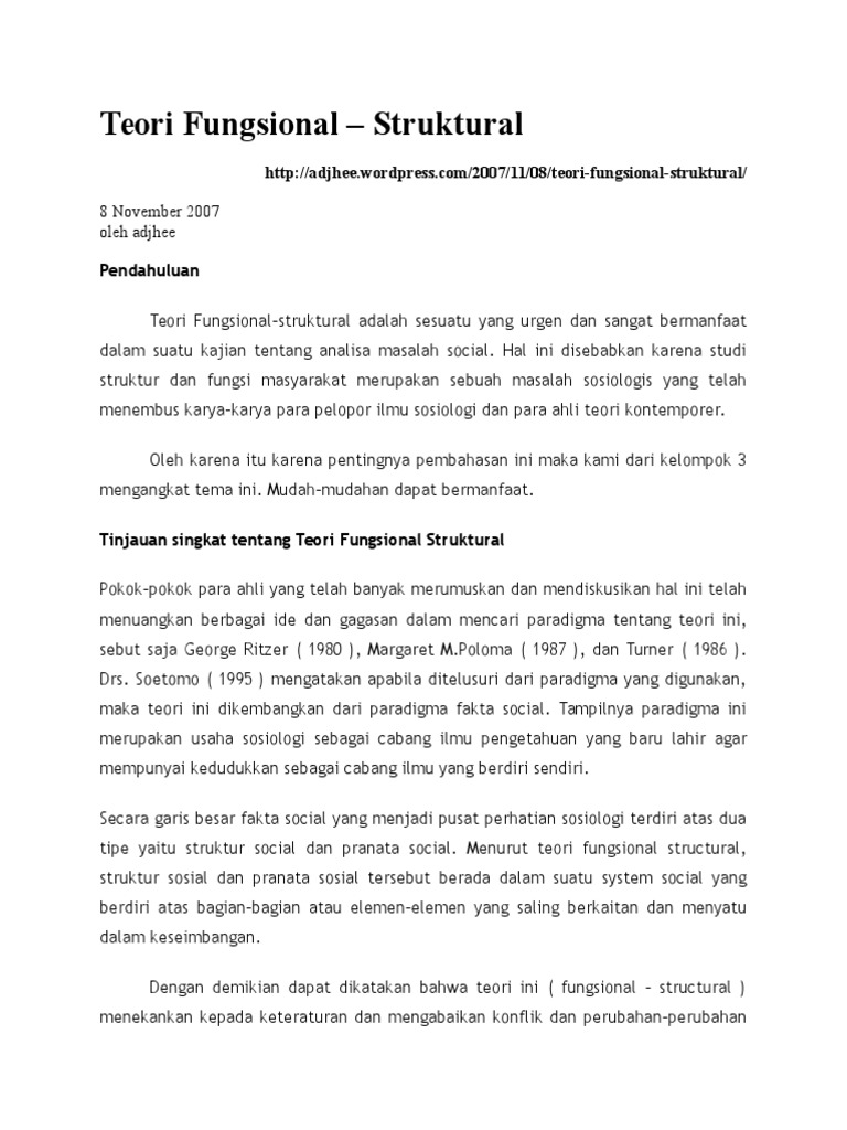 Teori Fungsional Struktural | PDF