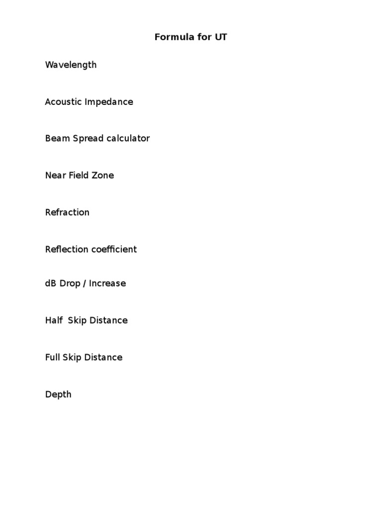 Formula For UT | PDF