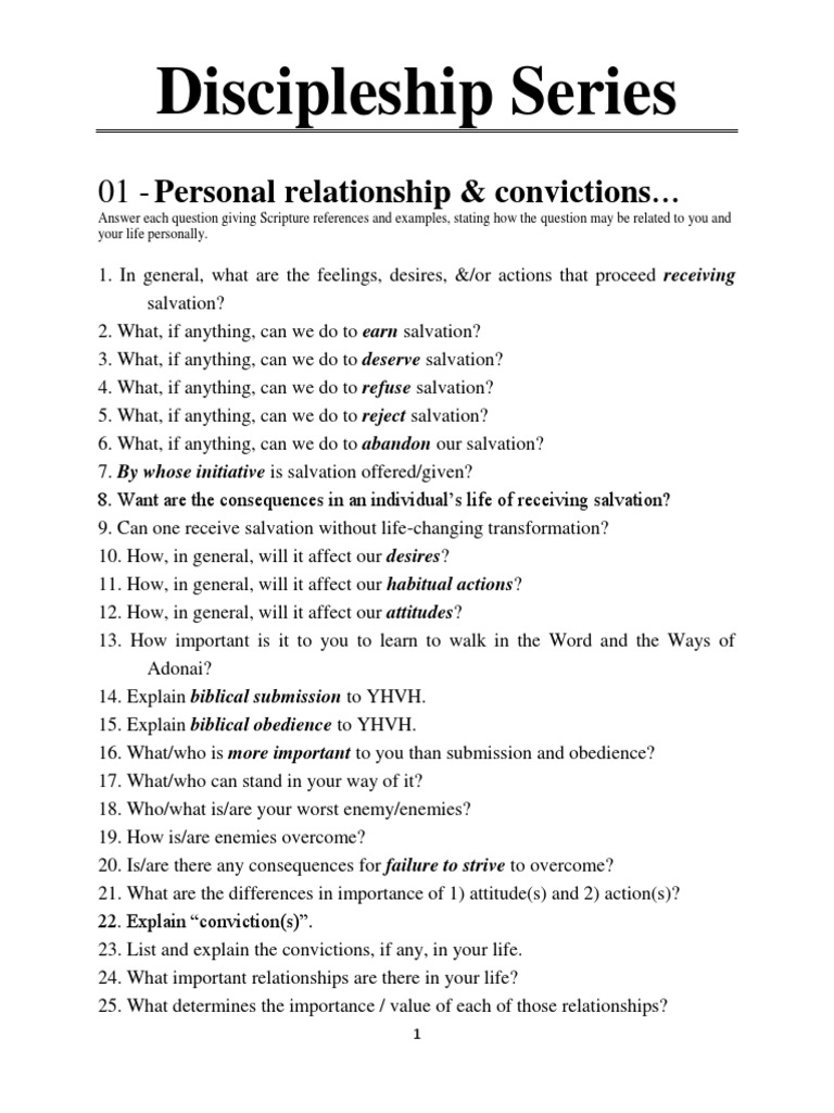 Biblical Discipleship Study Series 03 - Personal Relationships ...