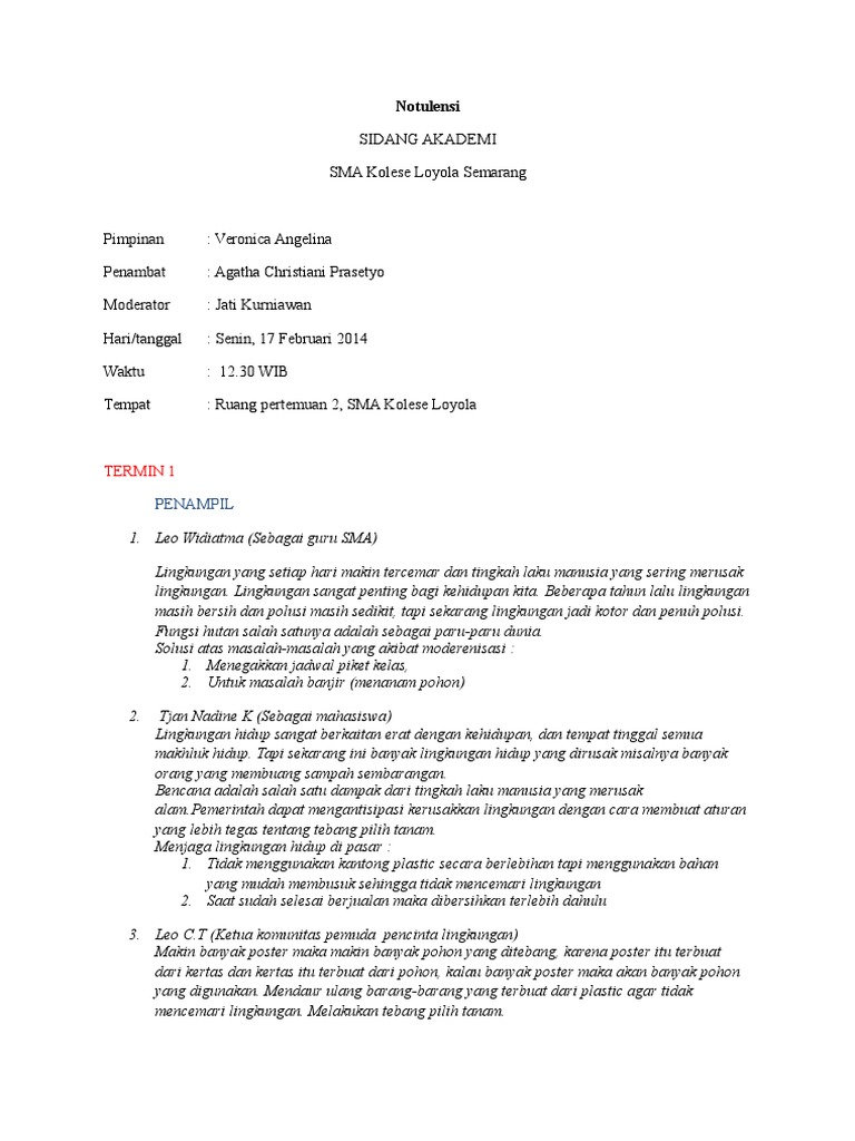 Contoh Notulensi | PDF