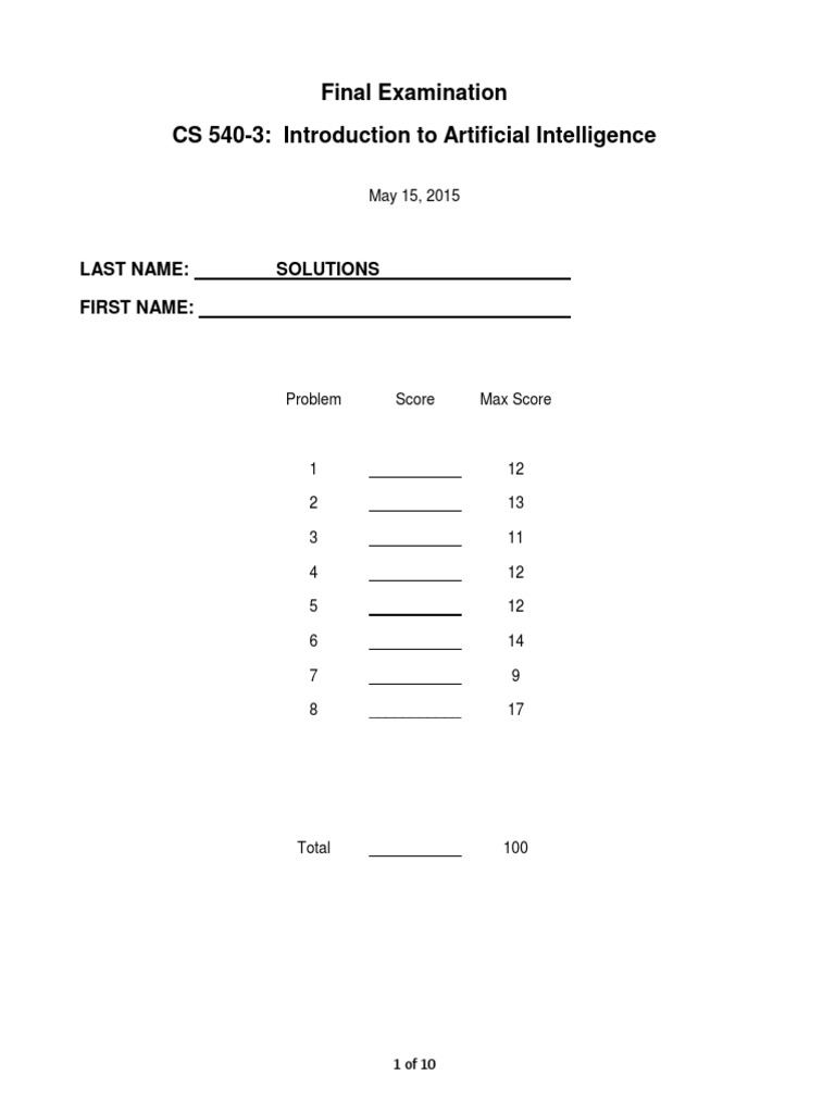 Exam2 s15 Sol | PDF | Applied Mathematics | Mathematical Concepts