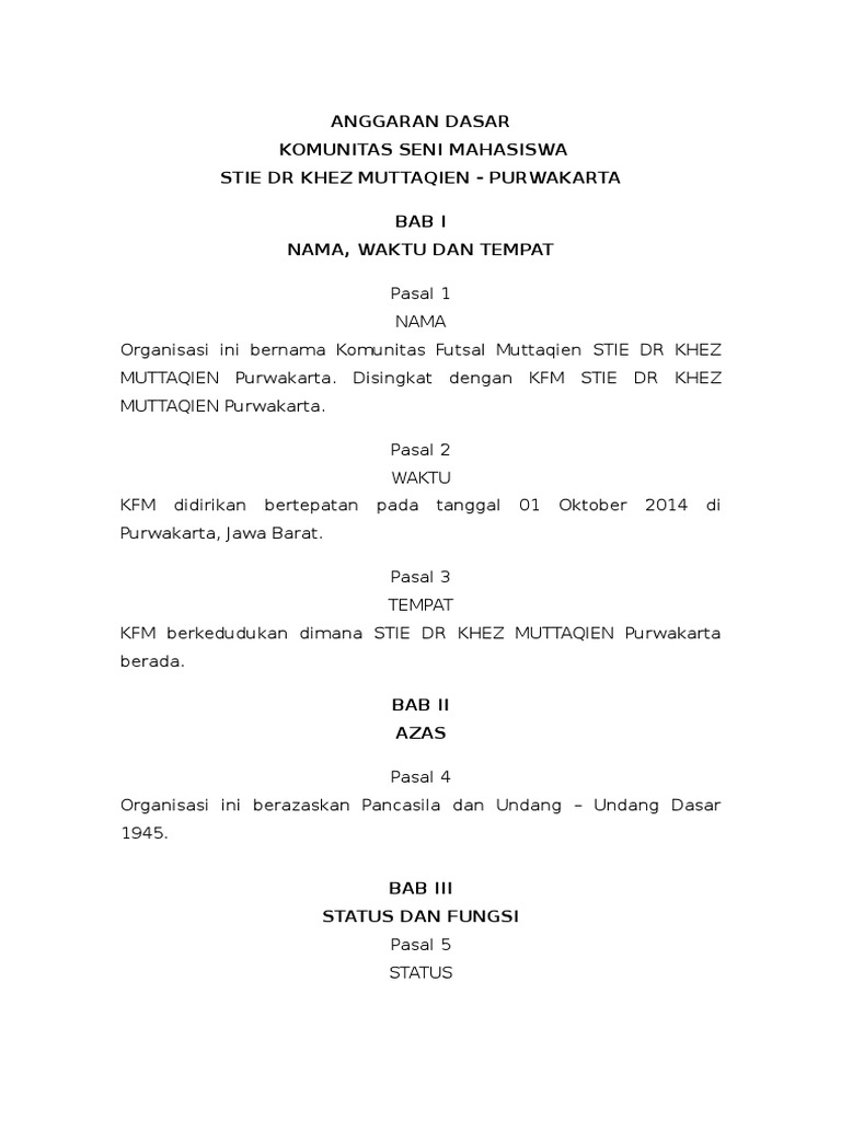 Adrt Ukm Futsal | PDF