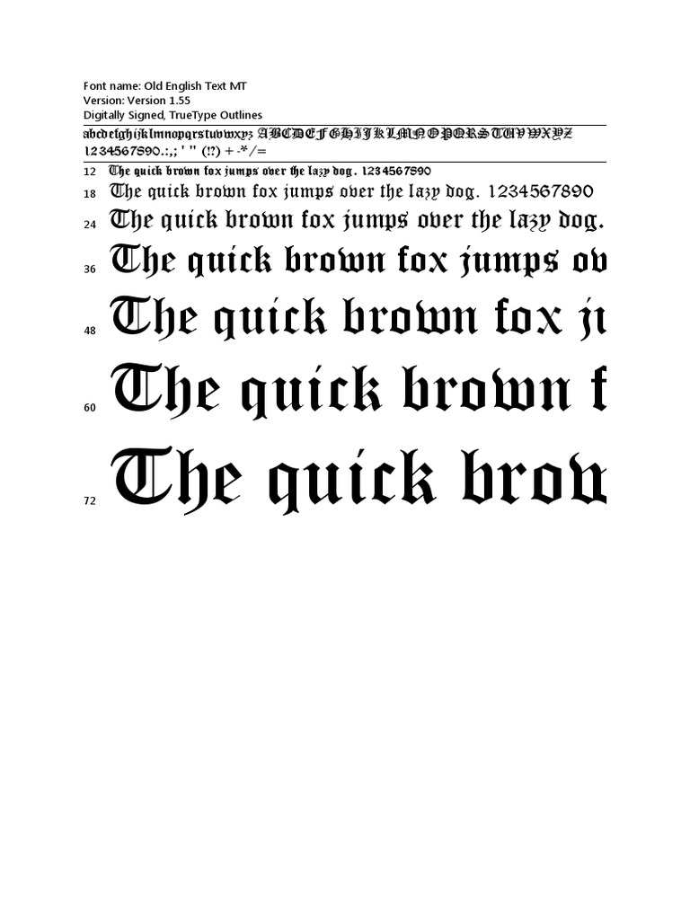 Old English Text MT (TrueType) | PDF | Computer File Formats | Typefaces
