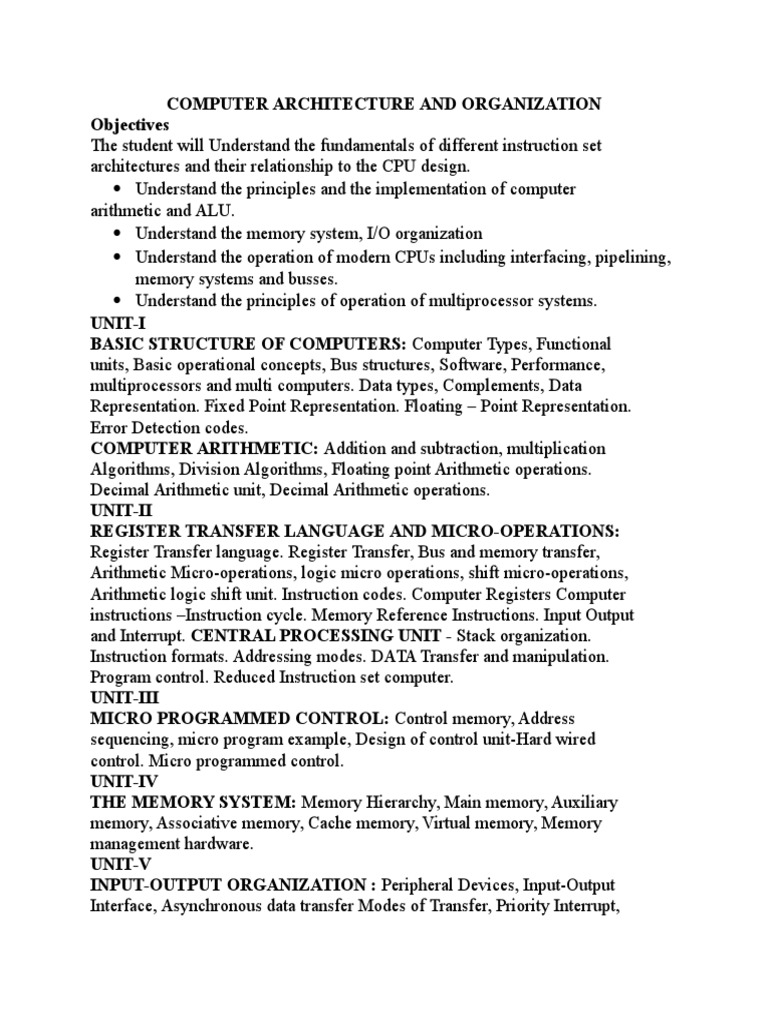 Cao Syllabus | PDF | Instruction Set | Central Processing Unit