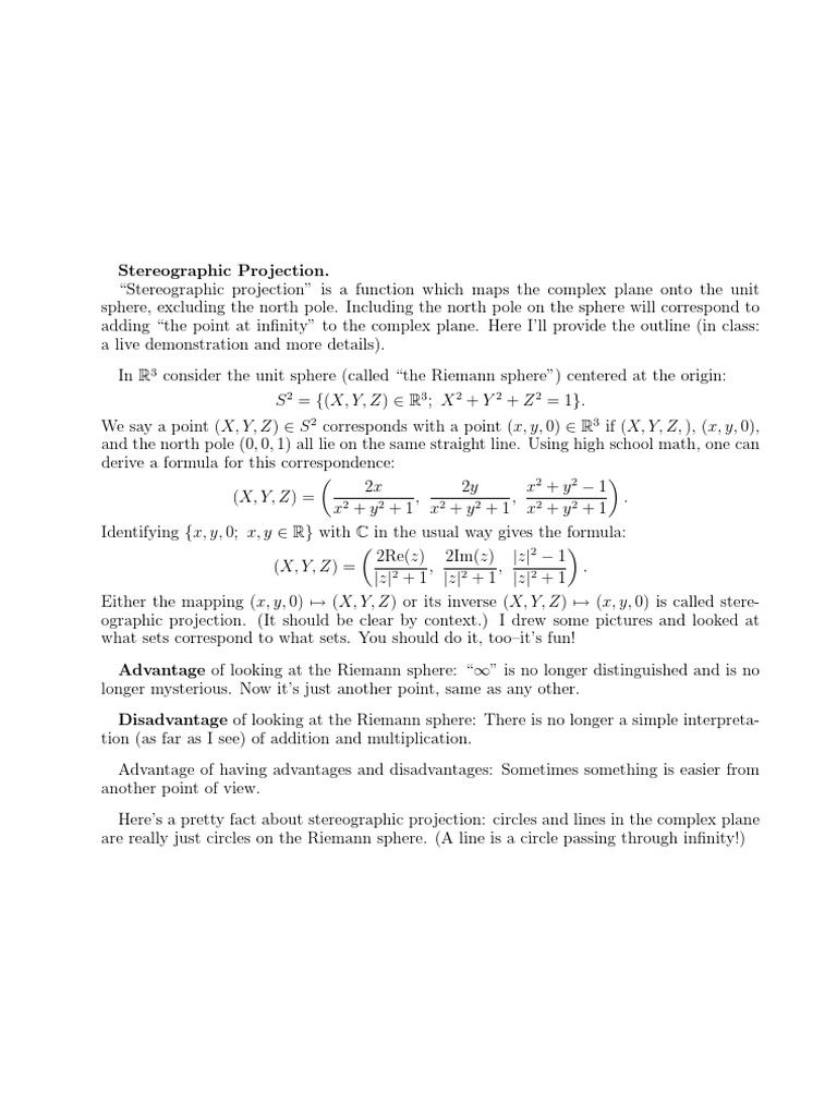 Stereographic Projection | PDF | Plane (Geometry) | Line (Geometry)