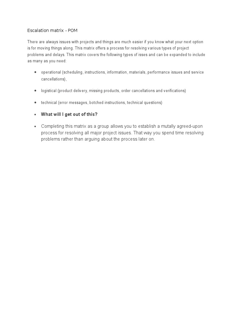 Escalation Matrix | PDF | Organizational Structure | Accountability
