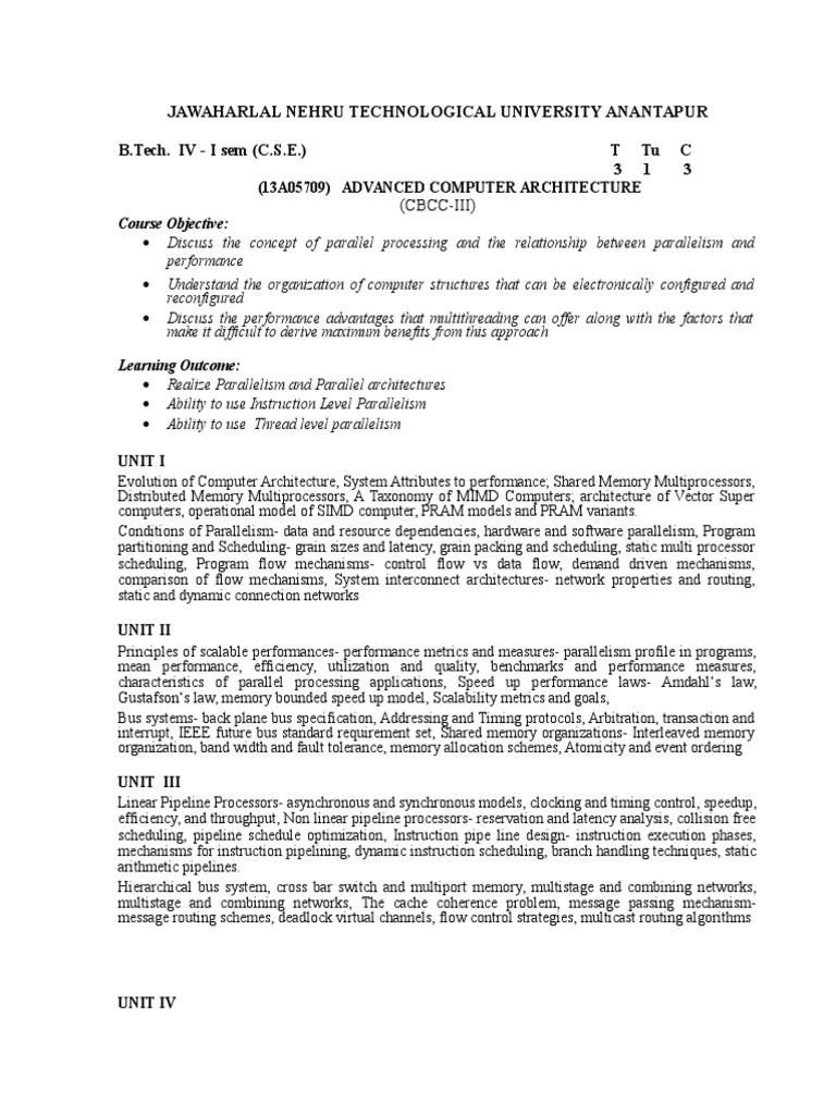 AcA Syllabus | PDF | Parallel Computing | Scalability