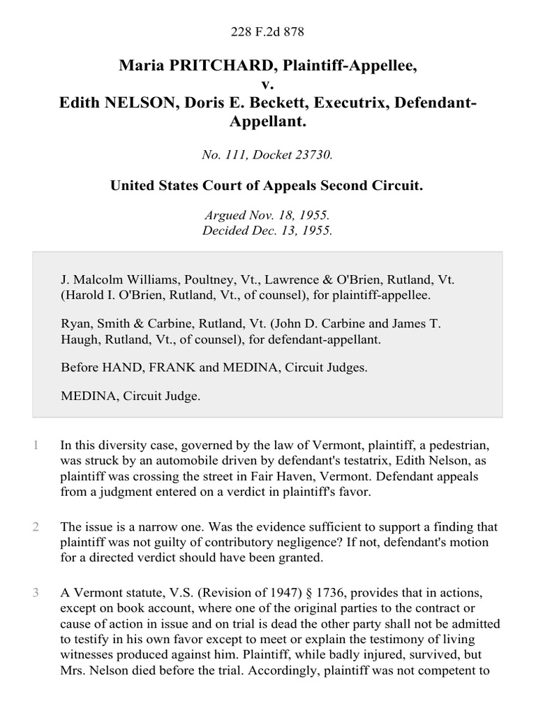 Maria Pritchard v. Edith Nelson, Doris E. Beckett, 228 F.2d 878, 2d Cir ...