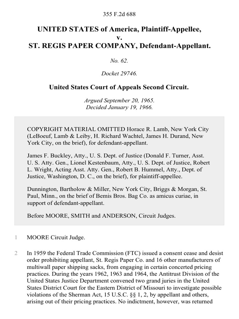 United States v. St. Regis Paper Company, 355 F.2d 688, 2d Cir. (1966 ...
