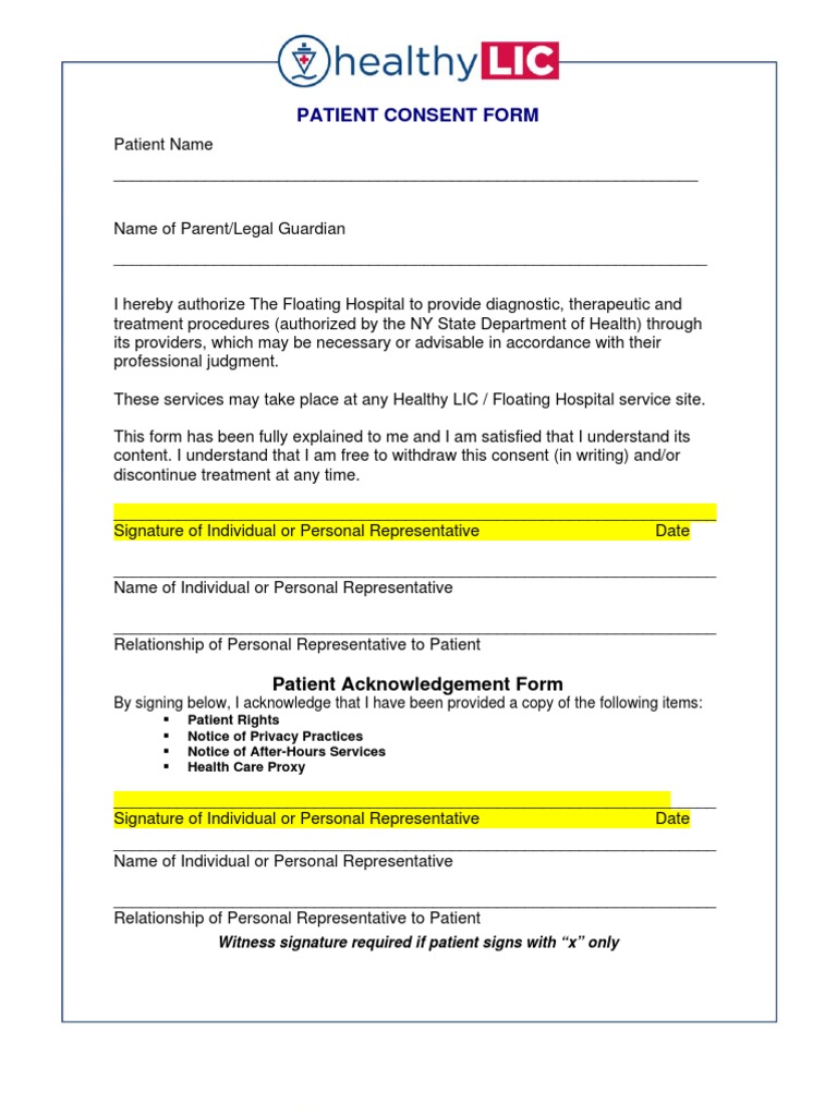 Healthy LIC - Patient CONSENT Form English | PDF | Informed Consent ...