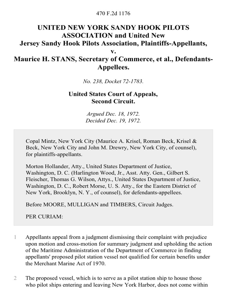 United New York Sandy Hook Pilots Association and United New Jersey Sandy Hook Pilots ...