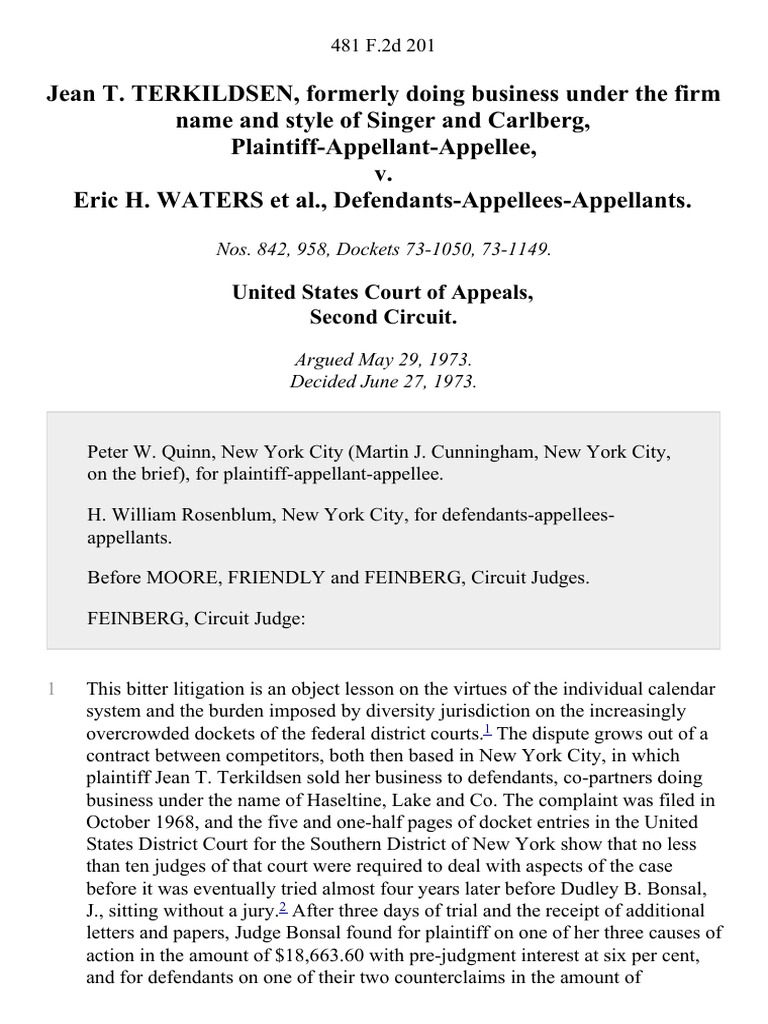 Jean T. Terkildsen, Formerly Doing Business Under the Firm Name and ...