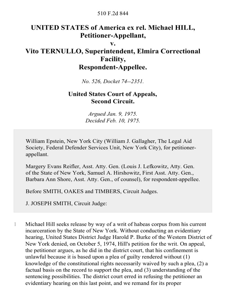 United States of America Ex Rel. Michael Hill v. Vito Ternullo ...