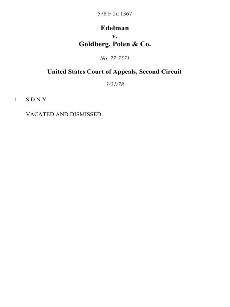 Edelman v. Goldberg, Polen & Co, 578 F.2d 1367, 2d Cir. (1978) | PDF
