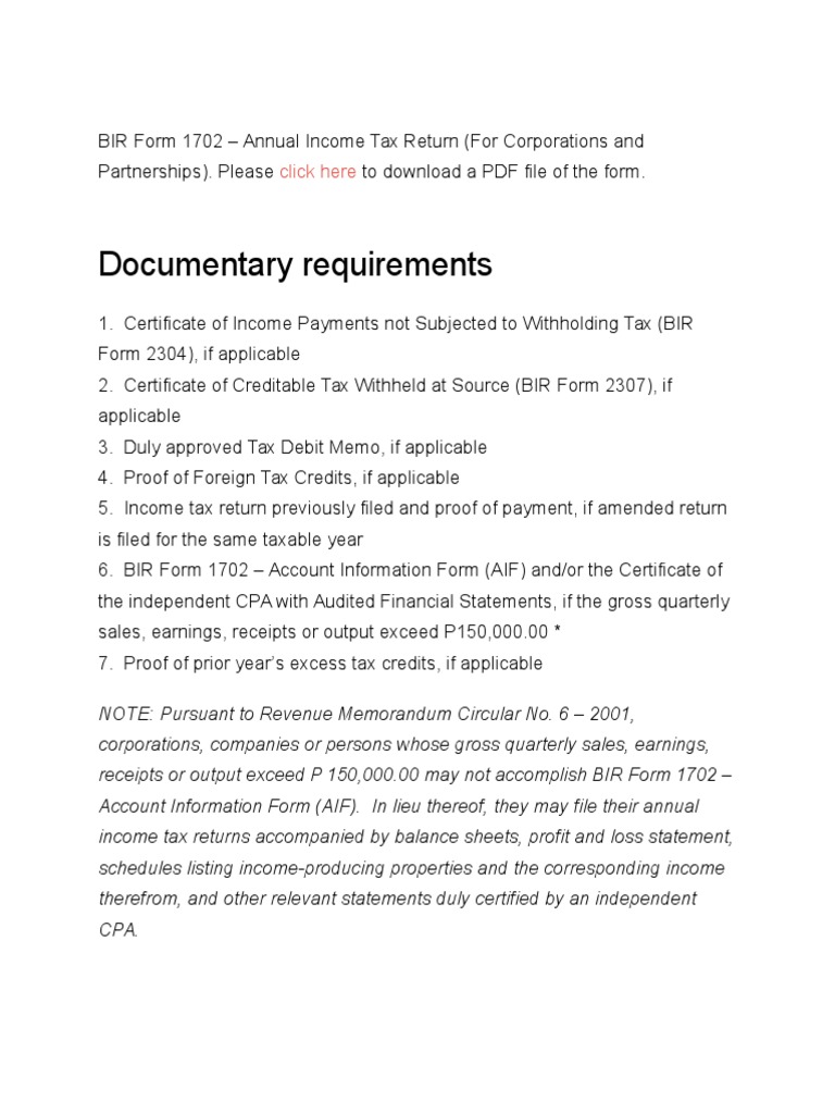 Bir Form 1702 | PDF | Tax Deduction | Income Tax