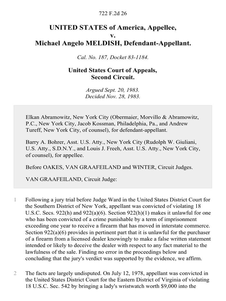 United States v. Michael Angelo Meldish, 722 F.2d 26, 2d Cir. (1983 ...