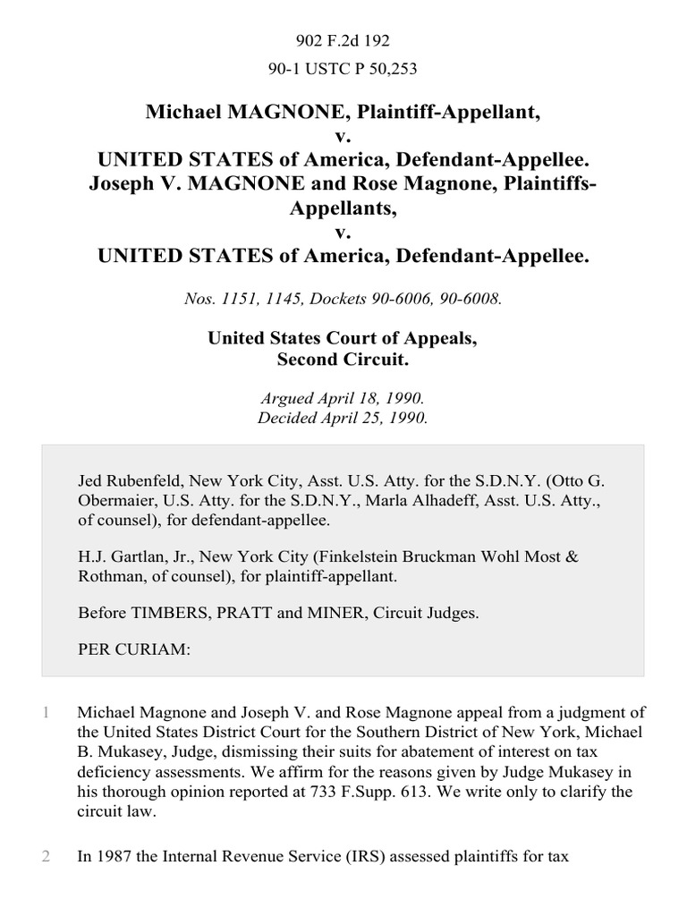 Michael Magnone v. United States of America, Joseph v. Magnone and Rose ...
