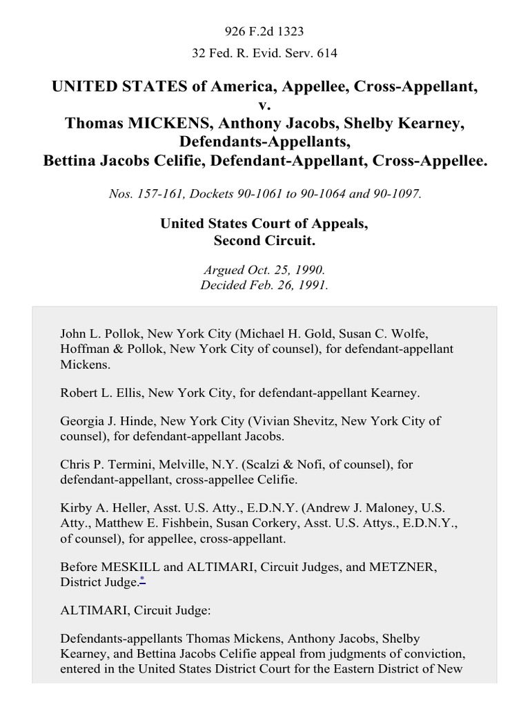 United States of America, Cross-Appellant v. Thomas Mickens, Anthony ...