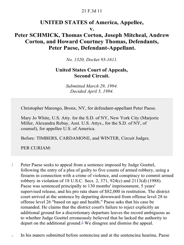 United States v. Peter Schmick, Thomas Corton, Joseph Mitcheal, Andrew ...