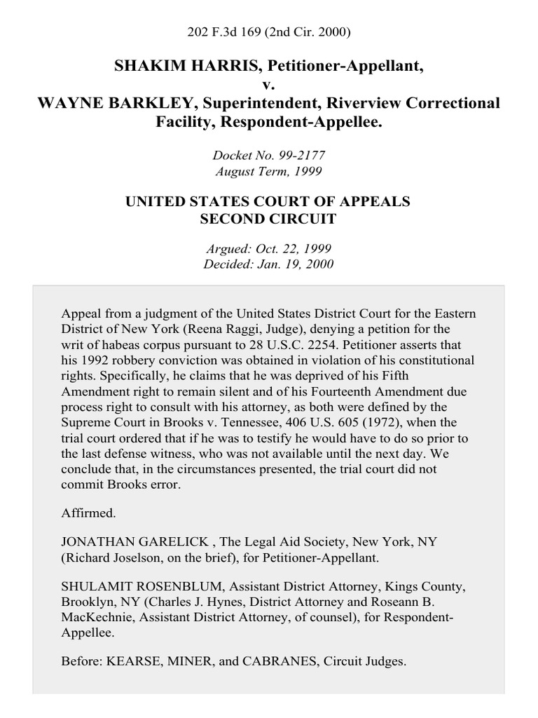 Shakim Harris v. Wayne Barkley, Superintendent, Riverview Correctional ...