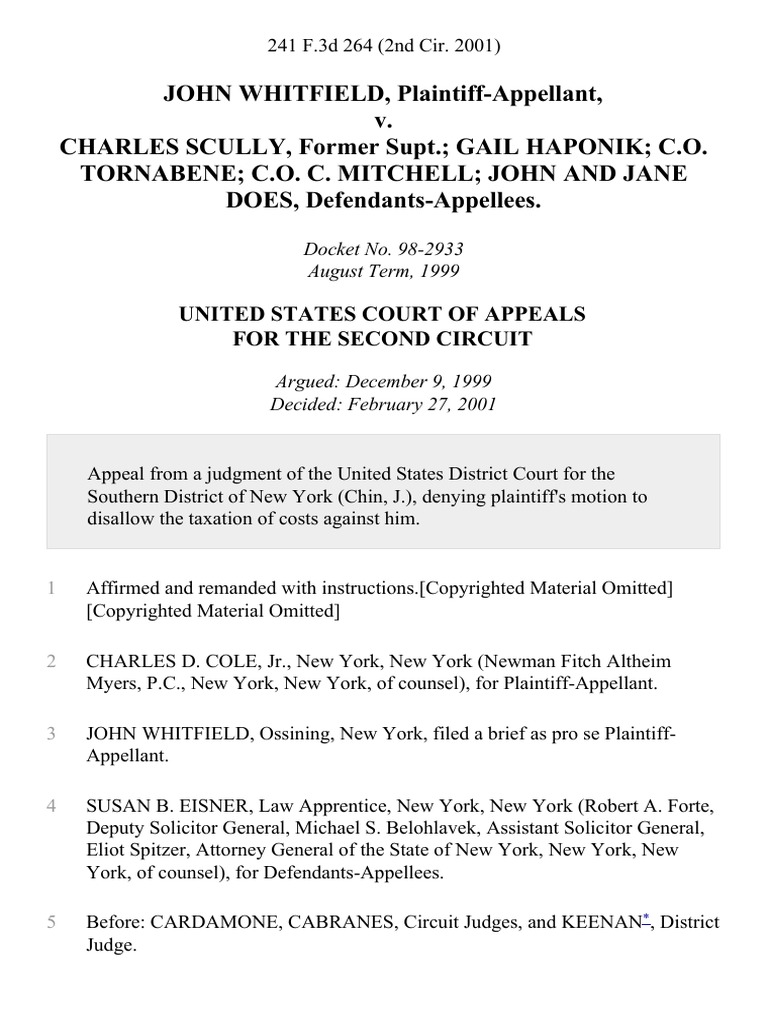 John Whitfield v. Charles Scully, Former Supt. Gail Haponik C.O ...