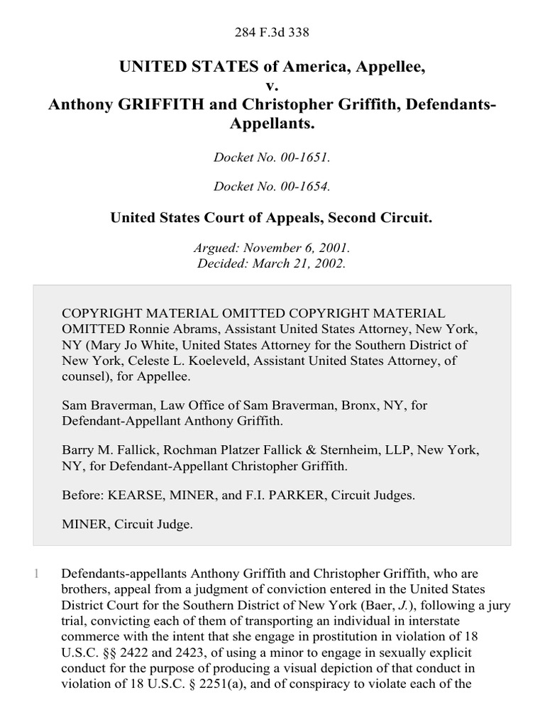 Griffith Brothers' Prostitution Conviction | PDF | Commerce Clause ...