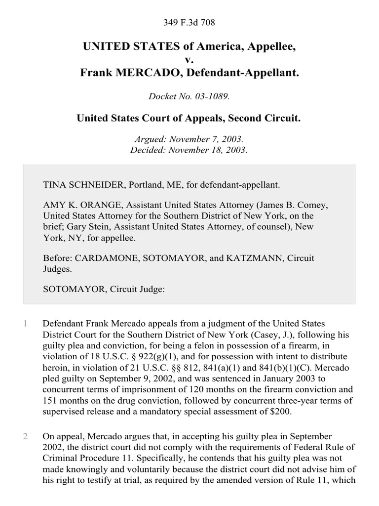 United States v. Frank Mercado, 349 F.3d 708, 2d Cir. (2003) | PDF ...