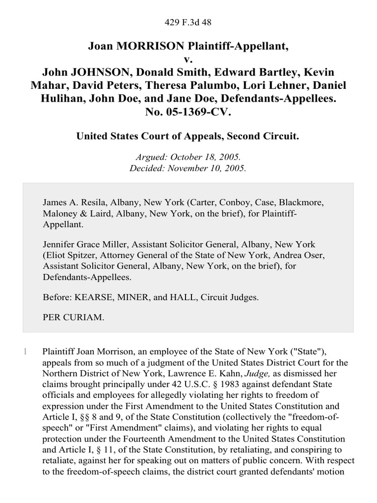 Morrison v. Johnson: First Amendment Case | PDF | First Amendment To ...