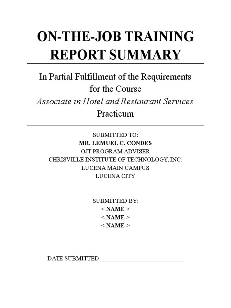 OJT Report SUmmary | PDF | Business