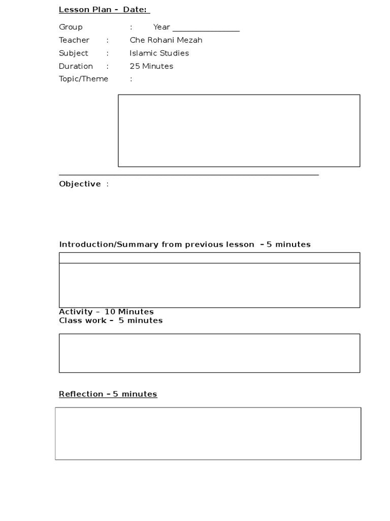 Islamic Studies Lesson Plan Template | PDF | Career & Growth