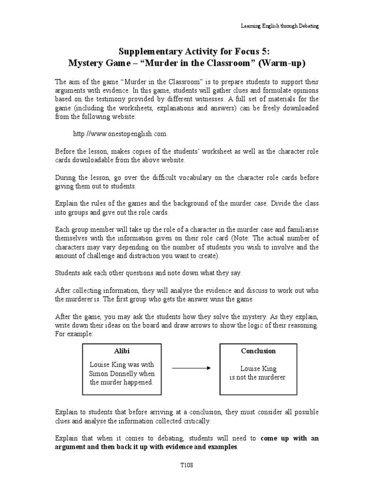 Murder in The Classroom | PDF | Argument | Cognitive Science